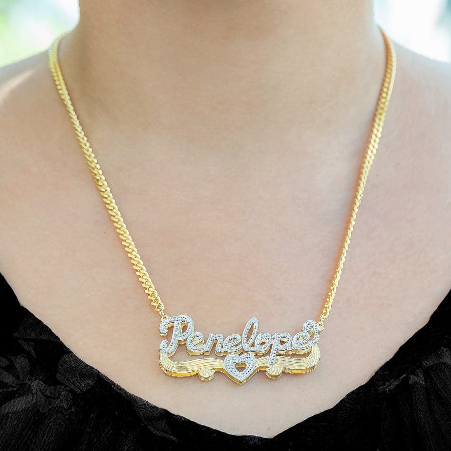 Double Name Plate with Tail and Heart With "Penelope" – Jay Aimee Designs