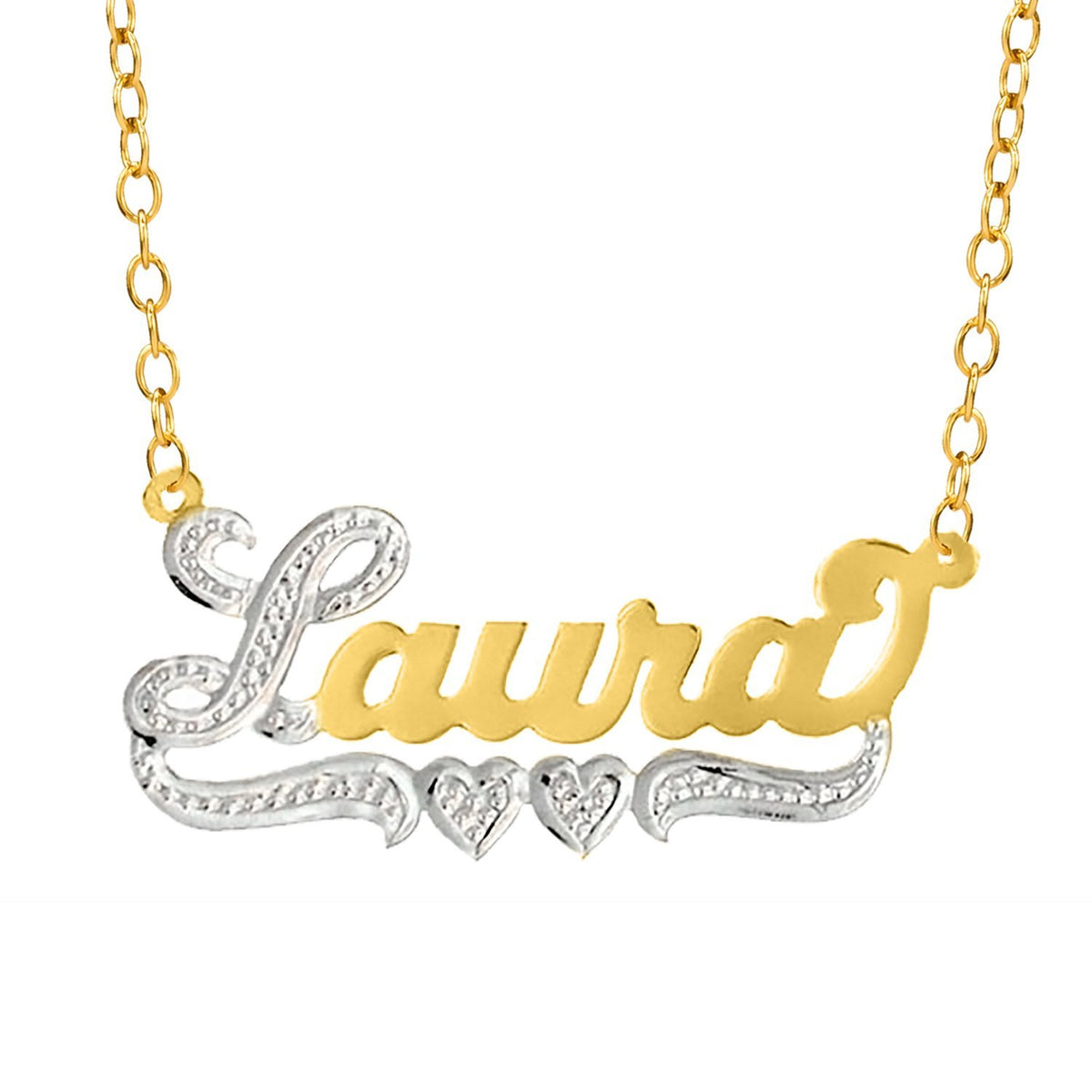 Laura Nameplate Necklace with Heart and Tail – Jay Aimee Designs